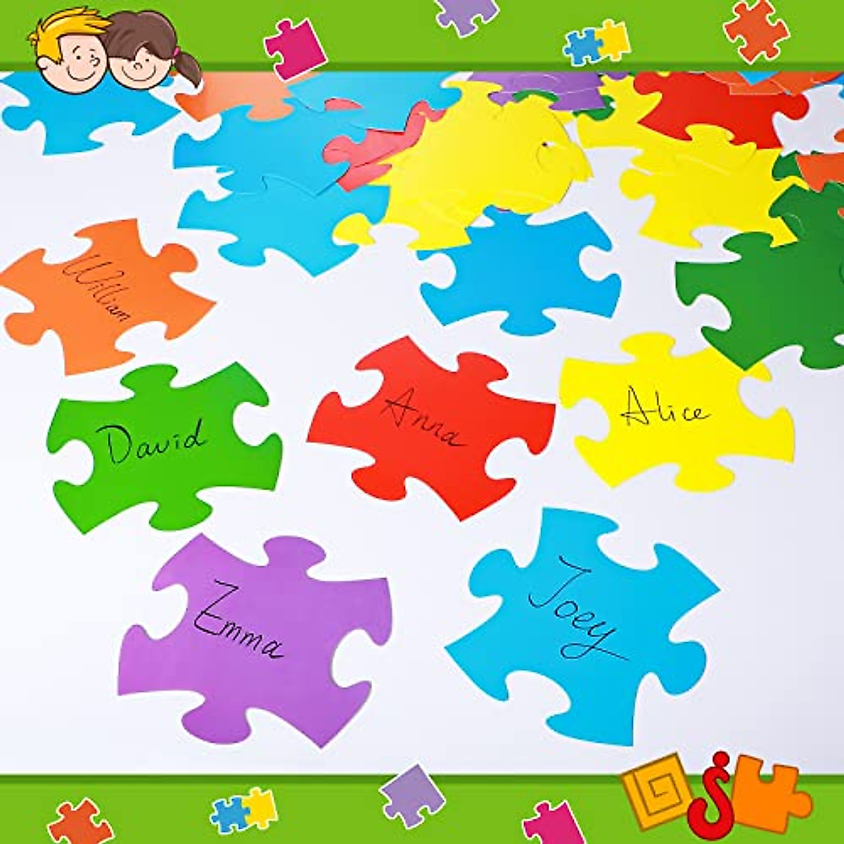 67 Pieces Large Puzzle Cutouts Bulletin Board Set Bible Verse Paper Cuts Classroom Decor You are a Piece of Gods Plan Cut Outs School Puzzle Accents Paper for Classroom Nursery Door Wall Decor