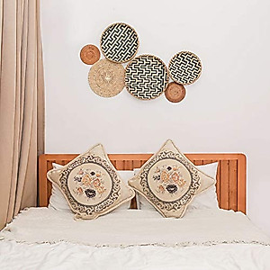 Bamboo Woven Wall Baskets Decor Boho Flat Set 3 Shallow Basket for Organizing Kitchen Wicker Tray for Coffee Table Trays Decorative Plates for Wall Hanging Farmhouse Wicker Serving Tray