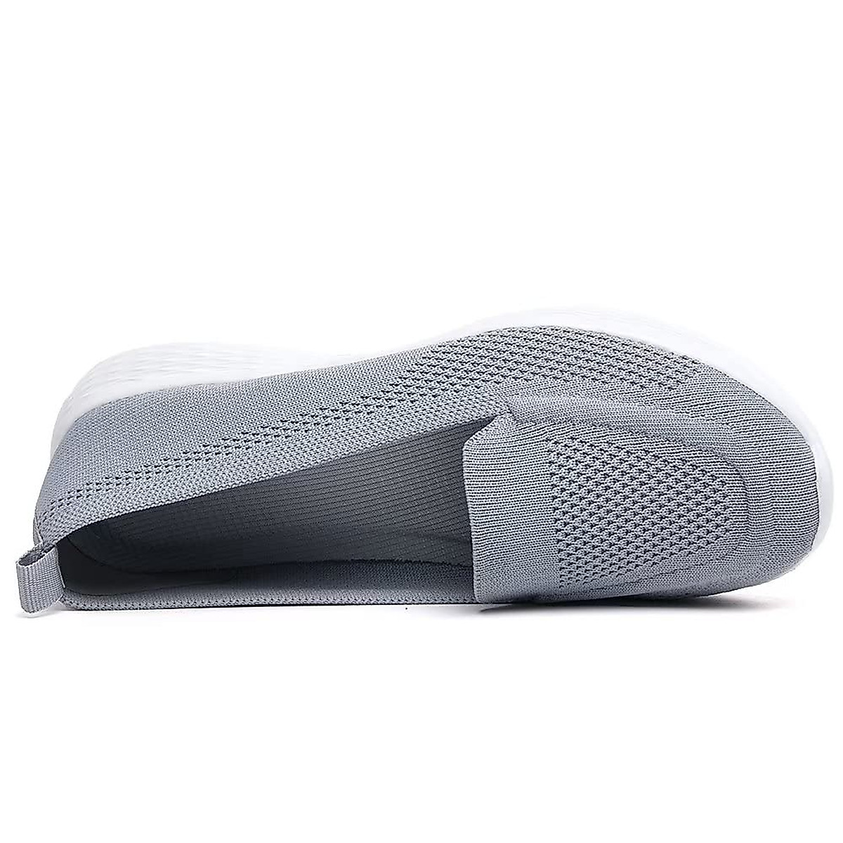 ZZS Womens Slip On Walking Shoes Lightweight Breathable Casual Low-Top Flats Memory Foam Mesh Loafers Soft Mesh Knit Comfortable Shoes,Light Grey 8