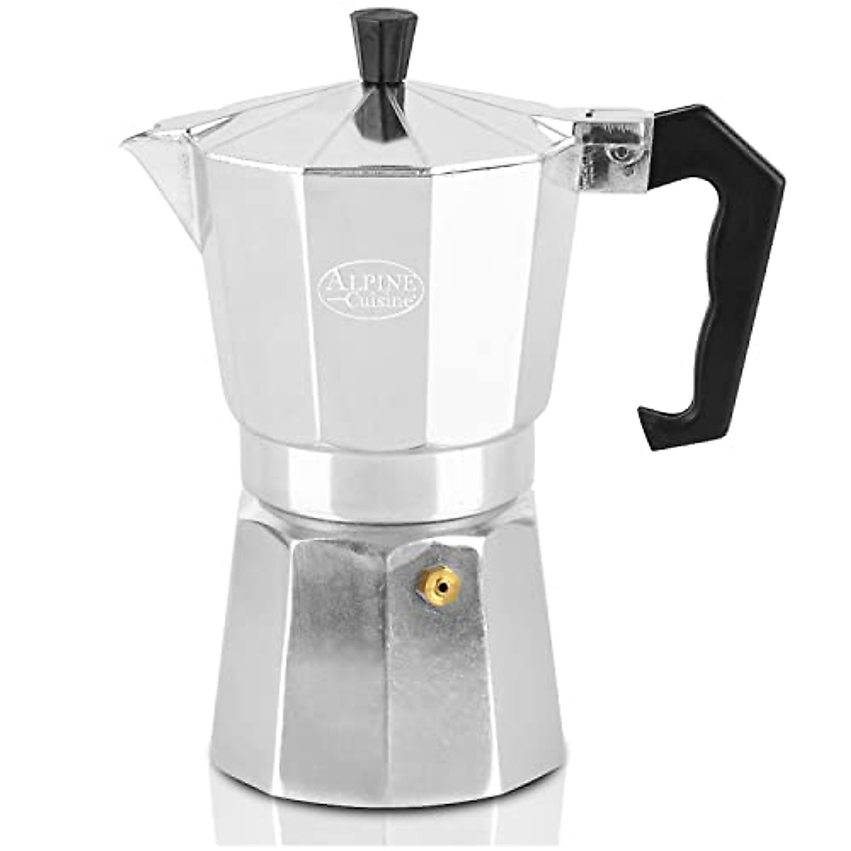 Alpine Cuisine Stovetop Espresso Maker 12.5 Oz, 9 Espresso Cups Moka Pot for Classic Italian and Cuban Coffee Maker, Aluminum Moka Pot, Makes Delicious Coffee, Excellent Camping Coffee Pot
