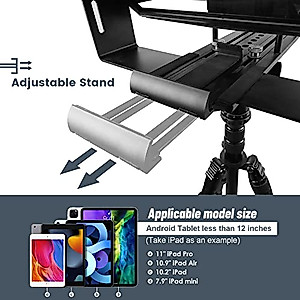 ILOKNZI Aluminum Teleprompter 12.1in with Free APP Control, Bluetooth Remote Control & Carry Case, Portable Without Assembly, Compatible with iPad/Android Tablet, Phone, DSLR Camera (Free Stand Base)