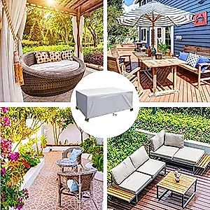 Garden Furniture Covers Waterproof, 80x63x63cm Silver Patio Set Covers Rectangular Cube Square Garden Table Cover Outdoor Sofa Cover 420D Oxford Fabric Rattan Furniture Cover Windproof