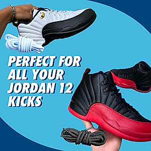Proof Culture Jordan 12 Round Shoe Laces - Thick Athletic Laces for Tennis, Running, Hiking, Work, and Boots (67" Black)