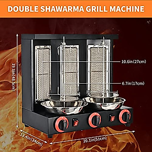 Lifancy Shawarma Machine Commercial, Automatic Vertical Broiler with 3 Burners,Free Meat Catch Pan, Adjustable Temperature(220°F-572°F) 360° Rotating, for Household, Commercial, Party,110V