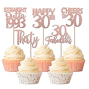Rsstarxi 30 Pack 60th Birthday Cupcake Toppers Glitter Straight Outta 1963 Cupcake Picks Sixty Cheers to 60 Cupcake Topper for Happy 60th Birthday Wedding Anniversary Party Cake Decorations Rose Gold