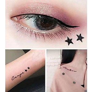 Go Ho Black Liquid Eyeliner Stamp,Star Stamp Eyeliner Makeup,Double-Side Waterproof Eyeliner Pen,Long-lasting Smudge-proof Tattoo Tools,Black Eye Liner Makeup,1 PC