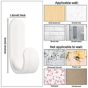Yulejo Plastic Adhesive Hooks Adhesive White Hooks Wall Hangers Door Hooks for Hanging Towels, Jackets, Kitchenware and Light Strip (40 Pieces)