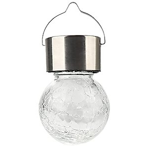 lynn White Solar LED Hanging Light,Glass Ball Lighting for Garden Home Wall Decor