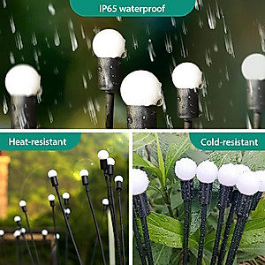 BOSSERN 4 Pack Firefly Garden Lights: Solar Outdoor Waterproof, 32 LED Vibrant Firefly Starburst Lights, Swaying by Wind, Garden Decoration (Warm White)