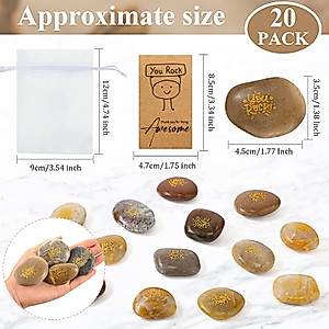 Roowest Employee Appreciation Gifts Christmas Thank You You Rock Engraved Inspirational Rocks Faith Stones Kudos Cards Thank You Notecards and White Organza Bags for Coworkers Staff(20 Sets)