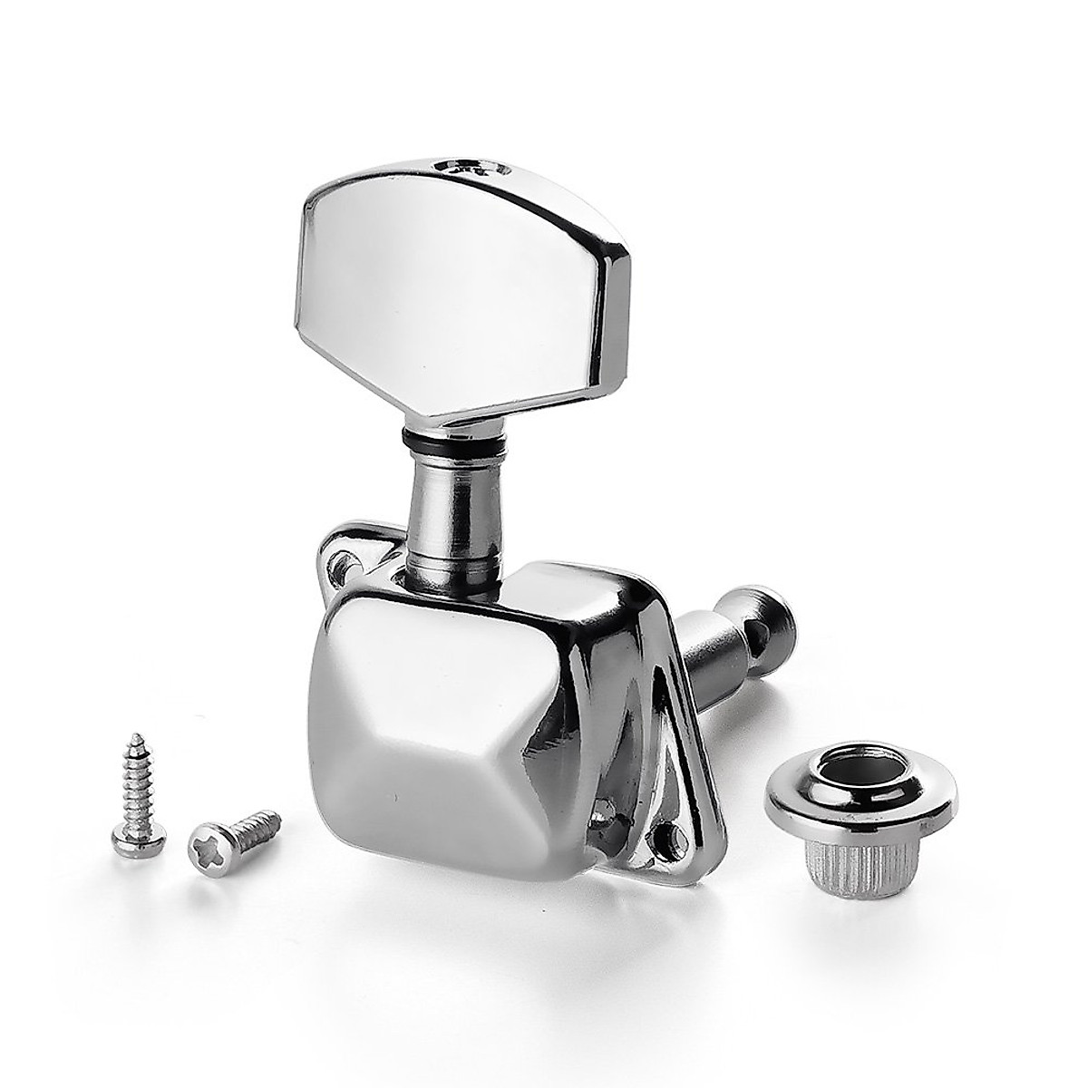 Vangoa 3L3R 6 Pieces Semi-closed Guitar String Tuning Pegs Tuner Machine Heads Knobs Tuning Keys for Acoustic or Electric Guitar, Chrome(Type B)