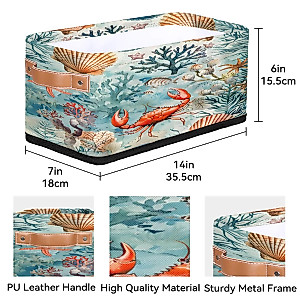 Tablerazzi Ocean Crab Storage Baskets for Shelves, Fabric Closet Organizers and Storage Bins, Sea Animals Theme Collapsible Baskets for Bedroom, Nursery Room, Living Room