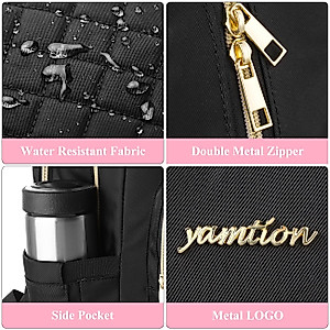 YAMTION Backpack Women Laptop,School Backpack Teen Girls Bookbag with USB for Uni College Students Teacher Business Work,Black