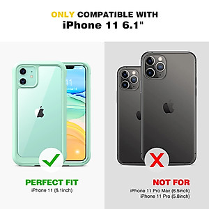 Diaclara Compatible with iPhone 11 Case, Full Body Rugged Case with Built-in Touch Sensitive Anti-Scratch Screen Protector, Soft TPU Bumper Case Clear Compatible with iPhone 11 6.1" (Pistachio Green)