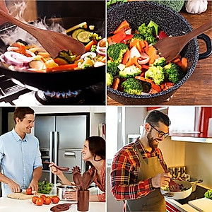 Kitchen Utensils Set,16 Pcs,Wooden Spoons for Cooking, Natural Teak Nonstick Spatula with Spoon Rest, Comfort Grip,Premium Quality House Warm Sweet Gifts