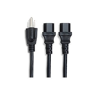 Hosa YIE-406 Dual IEC C13 to NEMA 5-15P Power Y Cable, 1.5 Feet