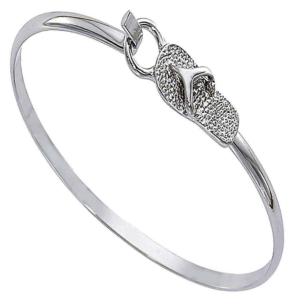Cape Cod Jewelry-CCJ Flip Flop Bracelet Latch Cuff - Silver-Tone 8.0