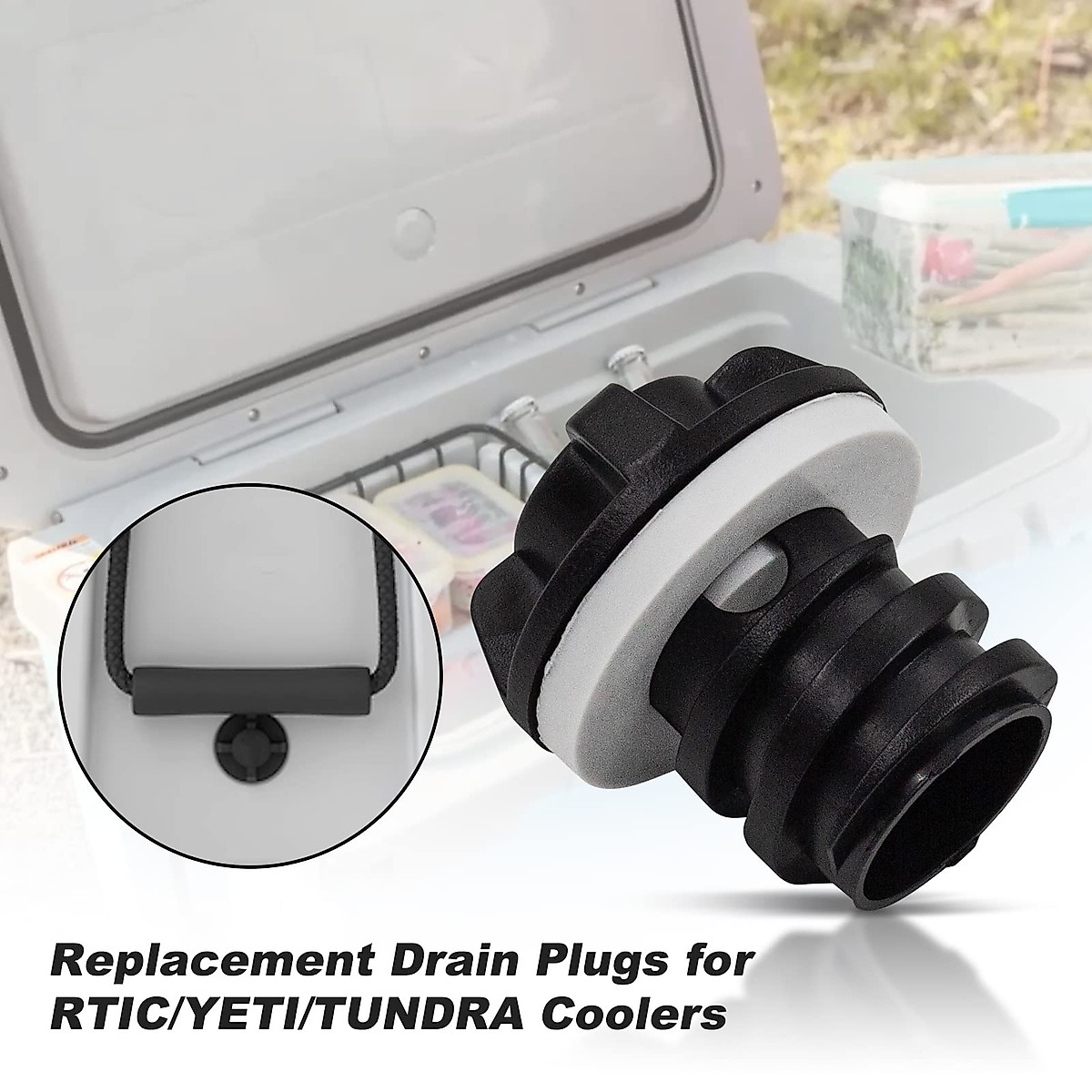 showingo 2 Pack Cooler Drain Plug Replacement for YETI Roadie Tundra Tank Coolers and RTIC Cooler Drain Plug,Great Fit and Doesn't Leak,Easy Drainage,Efficiently Maintains Refrigeration Time!