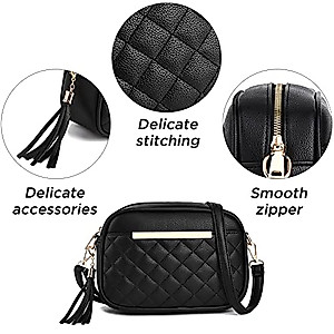 I IHAYNER Cute Little Multiple Pocket Small Crossbody Bag for Women Quilted Shoulder Purse for Teen Girls Lightweight Purse With Tassel Pink