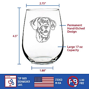 Great Dane Face Stemless Wine Glass - Cute Dog Themed Decor and Gifts for Moms & Dads of Great Danes - Large 17 Oz