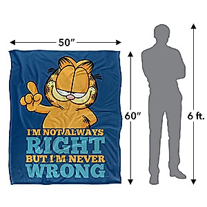 Garfield Blanket, 50"x60", Never Ever Wrong Silky Touch Sherpa Back Super Soft Throw