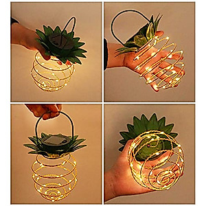 NC 4Pcs Solar Pineapple Light Wrought Iron Winding LED Light Outdoor Hanging Light String Light Garden Home Decoration Light