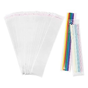 Self Sealing Cellophane Bag Treat Bags Adhesive Clear Cello Cookie Bags Resealable Cellophane Bag for Packaging Gifts, Cookies, Favors, Products,Candy (2x10 inch)