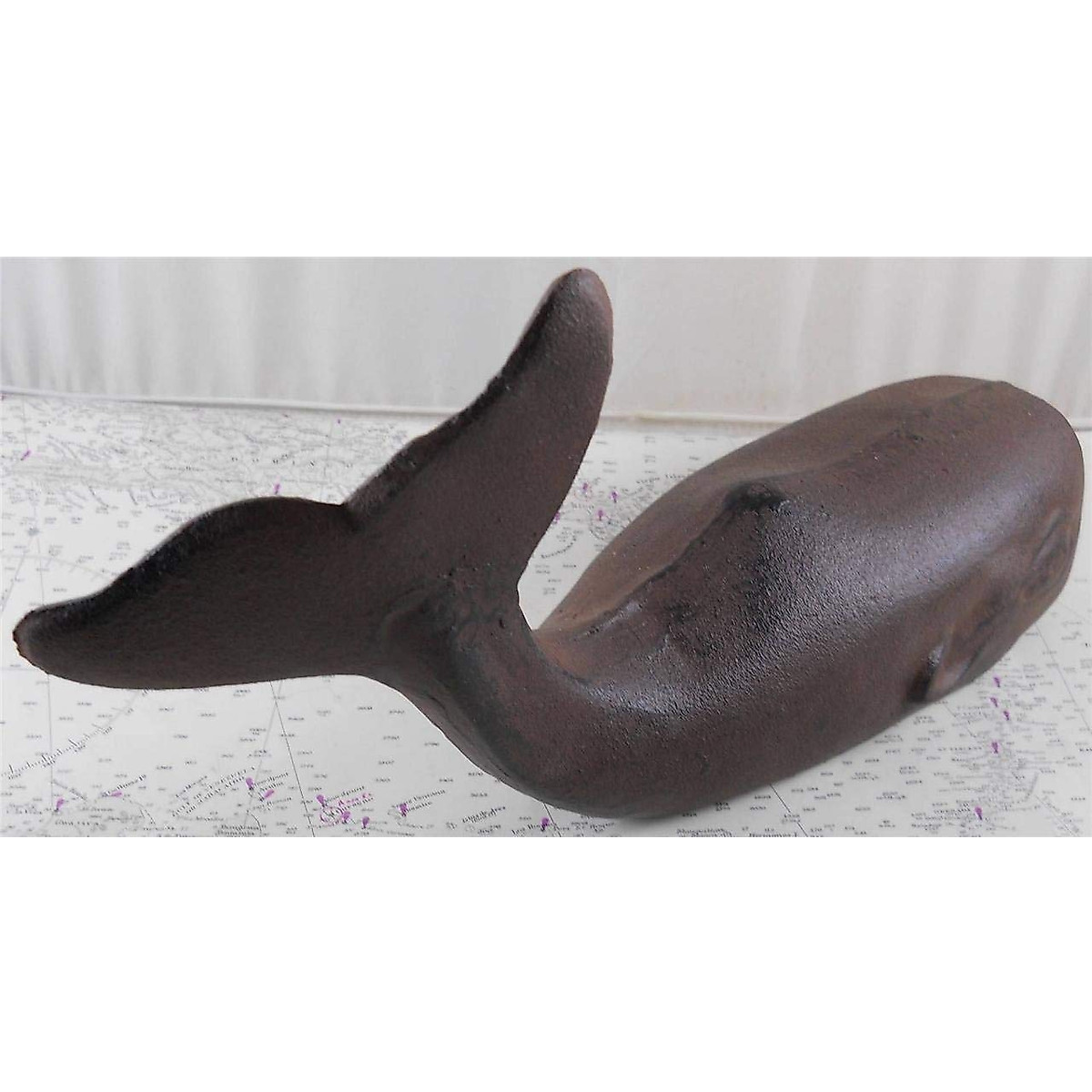 Large Cast Iron Whale Figure - Nautical Whale Doorstop