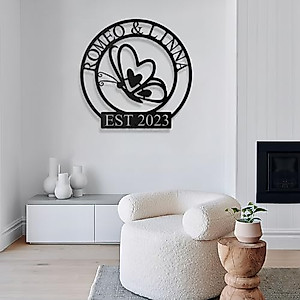 Personalized Metal Last Name Signs for Home Decor Wall Name Signs Family Sign For Wall Art Decor Personalized Wedding Gift Metal Name Signs Wall Decor,Butterfly Metal Name Sign