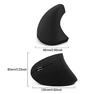 Left-Handed Mouse, Rechargeable 2.4G Wireless Ergonomic Vertical Mice with USB Receiver, 6 Buttons and 3 Adjustable DPI 800/1200/1600 for Laptop Computer PC Desktop (Left Hand)