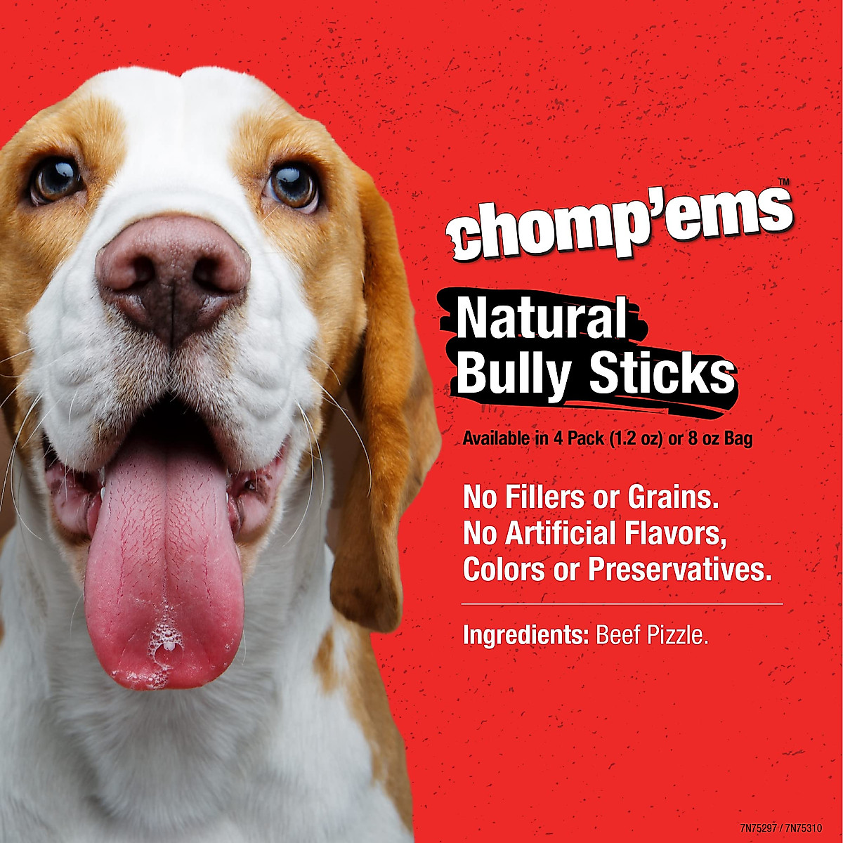 Chomp'ems Naturally Delicious Bully Sticks - Long Lasting No Hide Dog Chews - No Artificial Flavors, Colors, Or Preservatives - Protein Rich Alternative to Rawhide, 8 Oz.