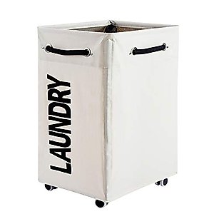 Haundry 86L Large Collapsible Laundry Hamper with Wheels, Waterproof Rolling Clothes Hamper Basket Bin for Dirty Clothes Storage