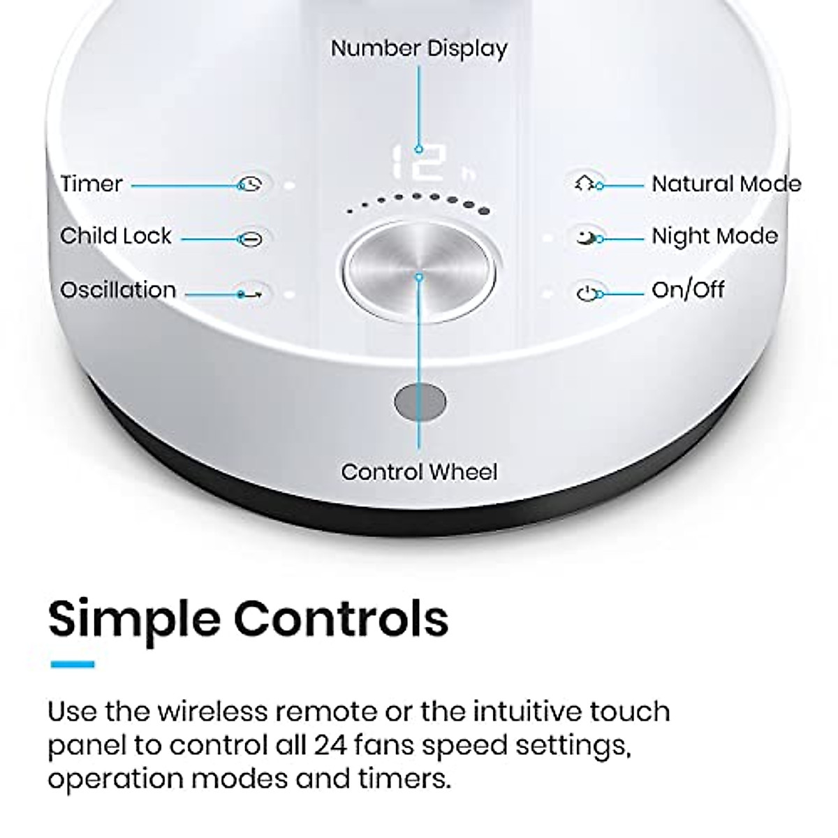 Pro Breeze Personal Table Fan with Remote Control, 8” Desk Fan, Powerful Turbo Whisper Quiet Fan Motor, 24 Speeds, 4 Modes & 12 Hour Timer, Table Fan for Bedroom, Tabletop Fan Air Circulator