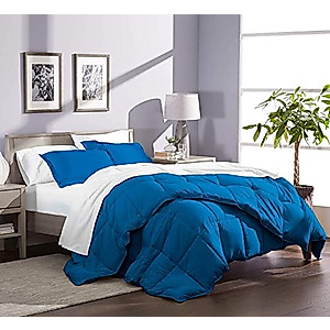 Utra Soft Bed in Bag 1000 Series Egyptian Cotton 3 Piece 500 GSM Warm Comforter Set ( Comforter + 2 Pillow Cases ) Bedding Set Full Royal Blue