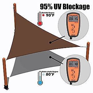 Royal Shade 24' x 24' x 24' Brown Triangle Sun Shade Sail Canopy Outdoor Patio Fabric Screen Awning RTAPT24-95% UV Blockage, Heavy Duty, Water & Air Permeable (We Make Custom Size)