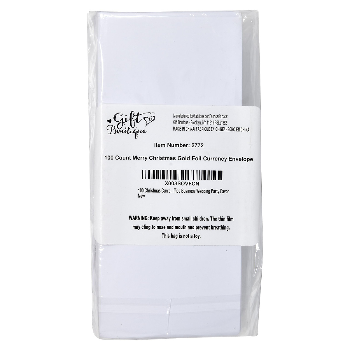 Gift Boutique - 100 Christmas Currency Envelopes Holiday Money Gift Envelope Holder Enclosure A Gift For You Gold Design 2 7/8” x 6 ½” for Cash Check Coin Note Mailing Gifts Office Wedding Party Favor