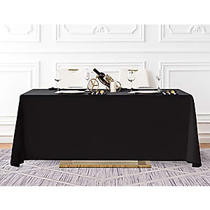 Surmente Tablecloth 90 x 132-Inch Rectangular Polyester Table Cloth for Weddings, Banquets, or Restaurants (Black) ……