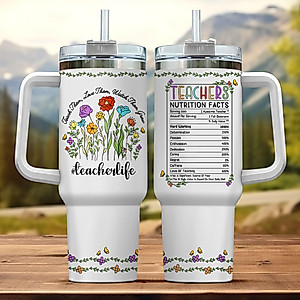 99OWL Music Straws Flower Floral For Teachers Yellow Pack Life Appreciation Butterfly, Tumbler 40 Oz With Handle Lid And Straw, Teacher Gifts, Teacher Wildflower Nutrition Facts