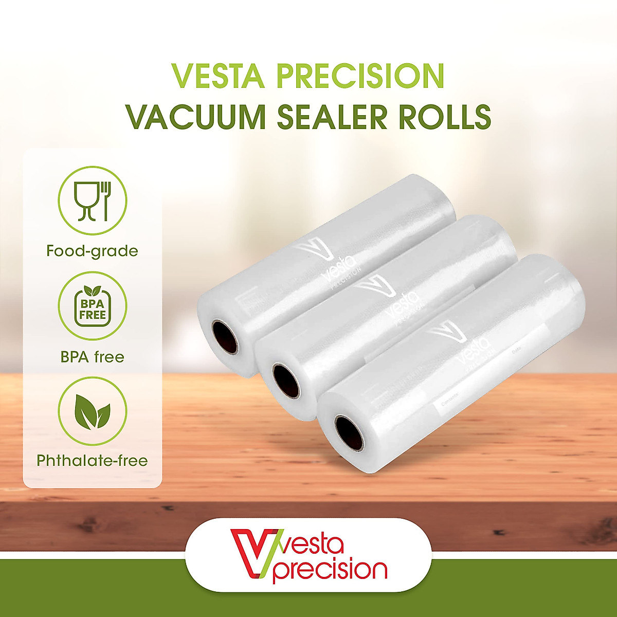 Vesta Vacuum Sealer Bags Rolls | 11x16 3 pack | ideal for Food Saver, Seal a Meal | fits well in roll slots of sealers | BPA Free, Heavy Duty | Great for food vac storage or sous vide