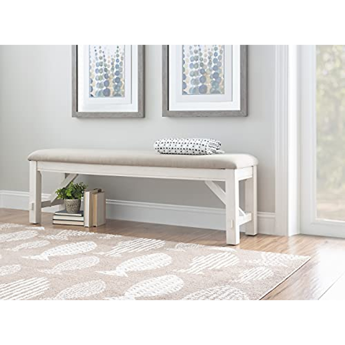 Powell Company Powell Turino Distressed White Dining Bench