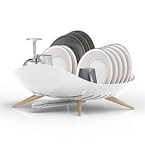 carrotez Dish Drying Rack, Dish Rack, Dish Drainer, Dish Rack and drainboard Set, Dish Drying Rack with drainboard and Swivel Spout, Kitchen Countertop, Easy Installation, Durable, Rustproof, White