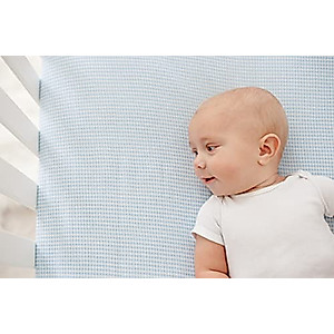 SheetWorld Baby Fitted Changing Pad Cover Sheet 16 x 33 inches, 100% Cotton Jersey Hypoallergenic Sheet, Unisex Boy Girl, Blue Gingham, Made in USA