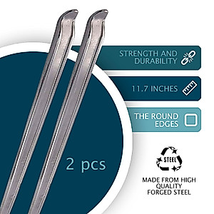 KT Deals Tire Iron Spoons Changing Tire Lever Bar Set Tire Repair Tool Kit Rim Lifter Tire Changer Remove Tyre Heavy Duty Metal Steel for Motorcycle Bike Scooter Bicycle Mower (2 Pack 11.7")