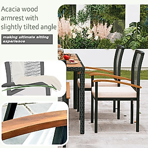 ARTBUSKE 7 Pieces Outdoor Table and Chairs Outdoor Patio Furniture Set Wicker Patio Dining Sets for 6 Patio Table and Chairs Set Outdoor Furniture Set for Garden Yard Porch Poolside