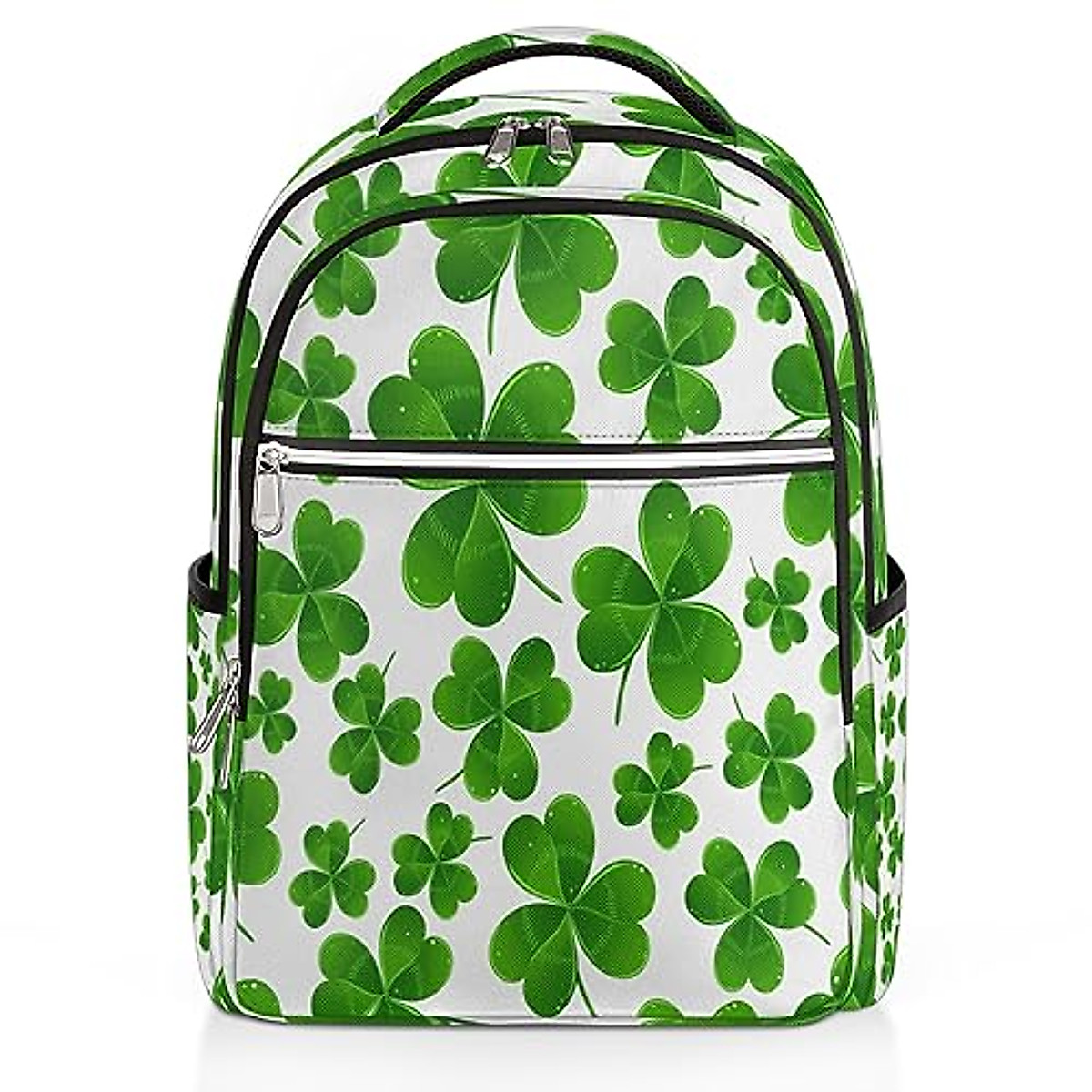 bisibuy St. Patrick's Day Clover Travel Laptop Backpack, 16.1 Inches Computer Backpack, Durable Water-Repellent Travel Backpack for Business College Women Men Gift