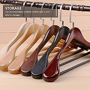 Hemoton Wide Shoulder Wooden Hangers Wood Suit Hanger Coat Hanger with Non Slip Pants Bar for Dress Jacket Heavy Clothes Hangers Black 45X25.5CM