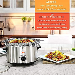 WRAPOK Small Slow Cooker Liners Kitchen Disposable Cooking Bags BPA Free for Oval or Round Pot, Size 11 x 16 Inch, Fits 1 to 3 Quarts - 4 Pack (40 Bags Total)