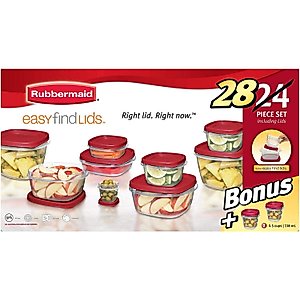 Rubbermaid Easy Find Lids Food Storage Containers with Lids - BPA-Free Durable Plastic Food Containers Great for Home, School, Travel - Freezer, Microwave, and Dishwasher Safe - 28 Piece Set - Red