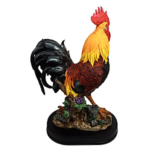 Ebros Large Decorative Rooster Chicken Statue 13.5" H Sunshine Crow Rural Country Barnyard Farm Animal Chicken Hen Kitchen Home Decor Sculpture Great for Farm Owners Nature Lovers