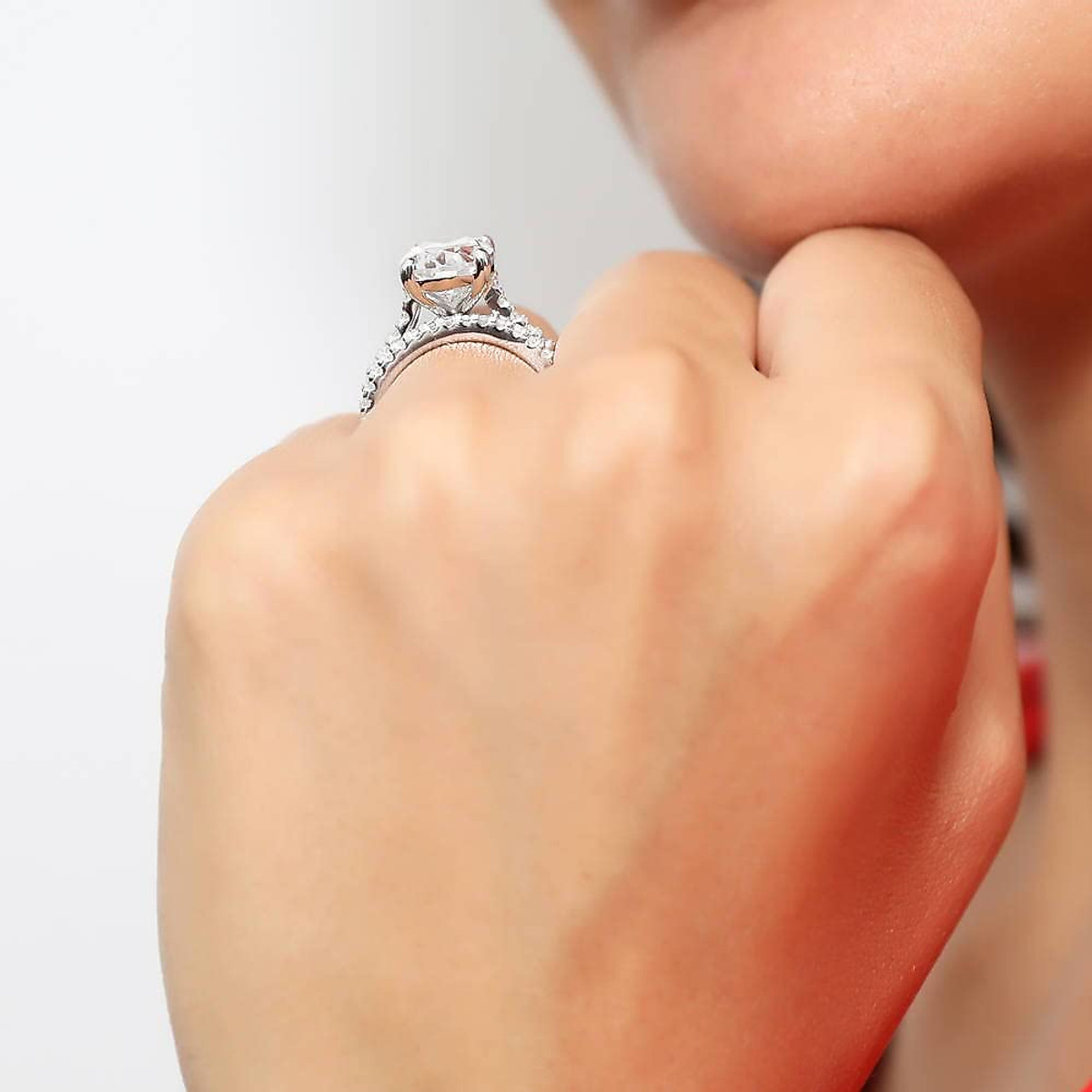 BERRICLE Sterling Silver Solitaire Wedding Engagement Rings 5.5 Carat Oval Cut Cubic Zirconia CZ Ring Set for Women, Rhodium Plated Size 6